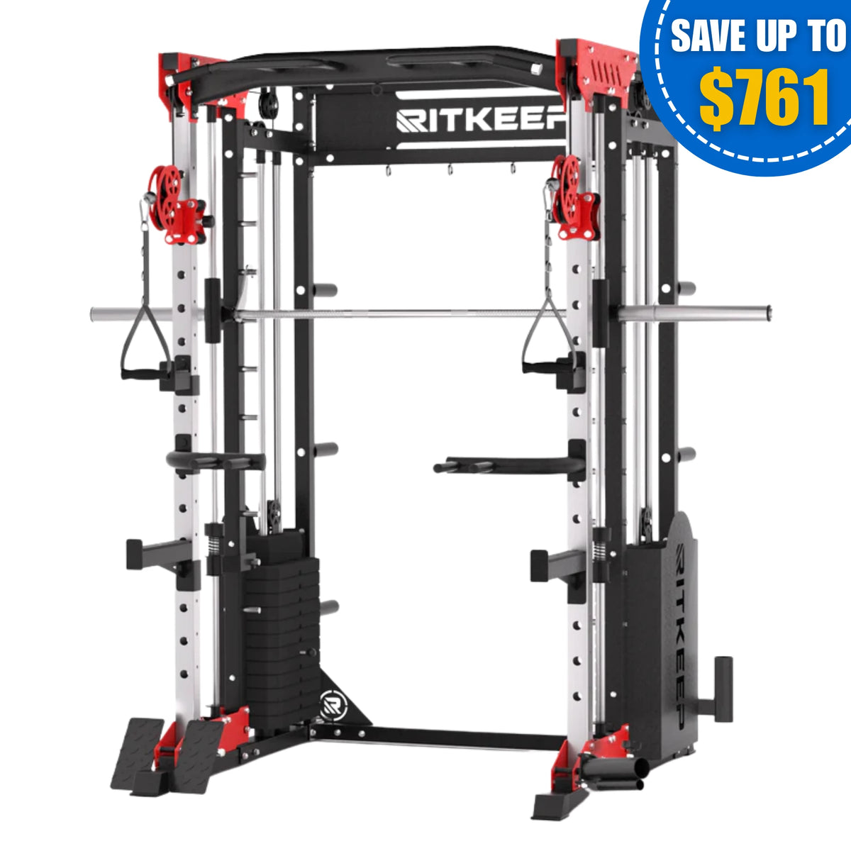 PMAX 5600 Home Gym Smith Machine | 320LB Weight Stack | RitKeep Fitness ...