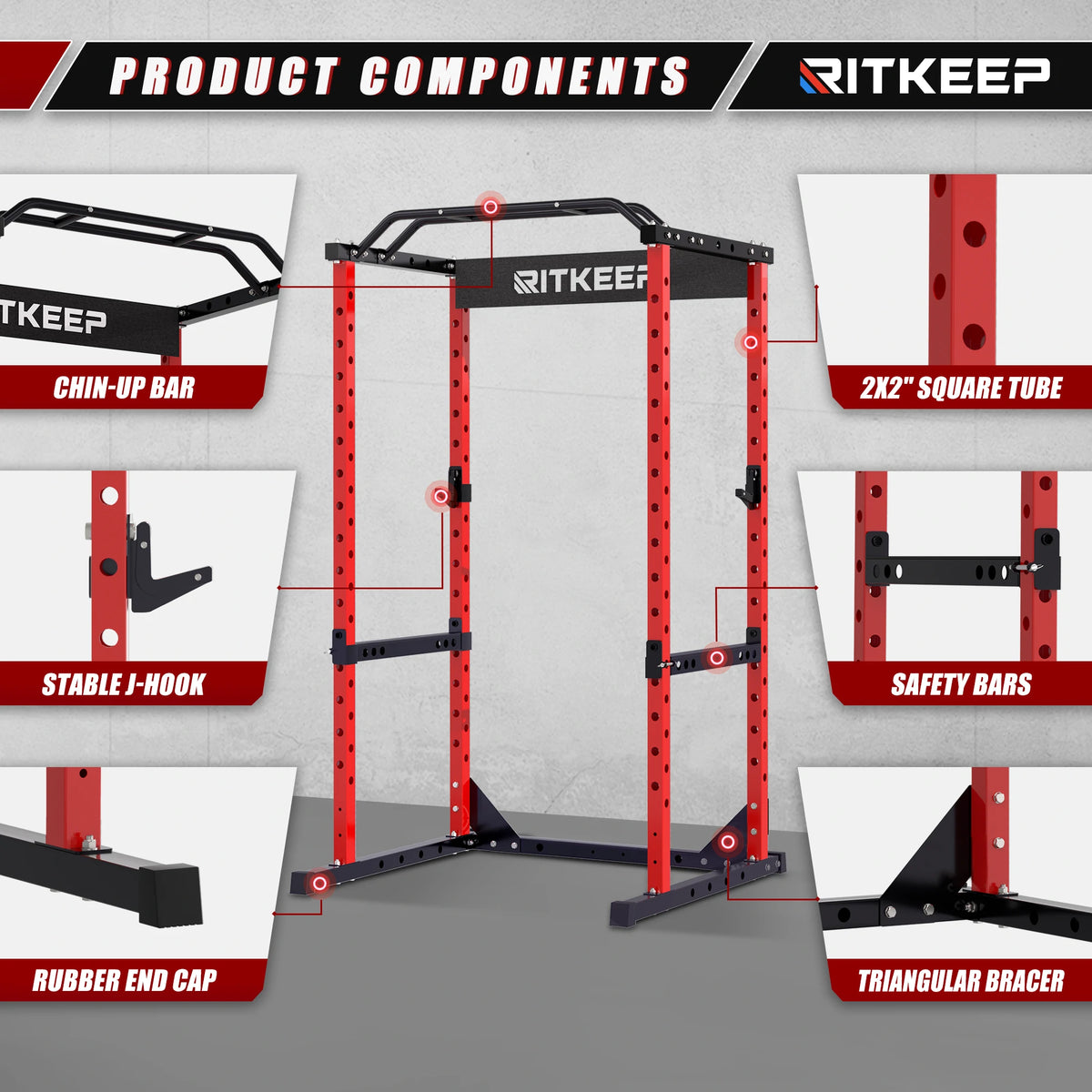 RMAX 2250 Squat Power Rack with 1200lb Capacity Home Gym | RitKeep ...