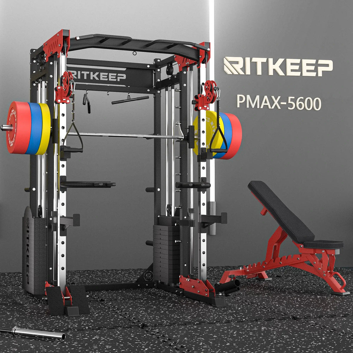 PMAX 5600 Home Gym Smith Machine | 320LB Weight Stack | RitKeep Fitness ...