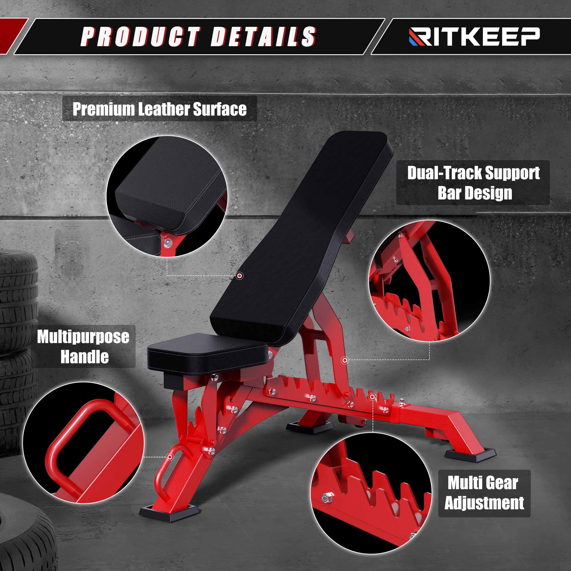 RAB-3000 Heavy Duty Adjustable Weight Bench - Flat, Incline & Decline ...