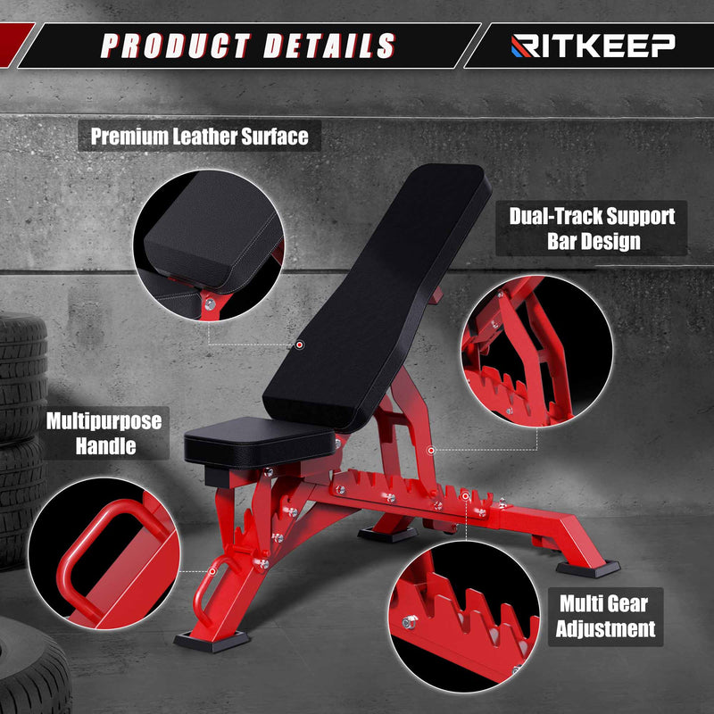 RAB-3000 Heavy Duty Adjustable Weight Bench - Flat, Incline & Decline ...