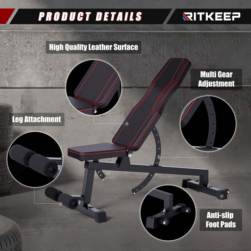 RAB-2000 Adjustable Weight Bench With Leg Attachment | RitKeep