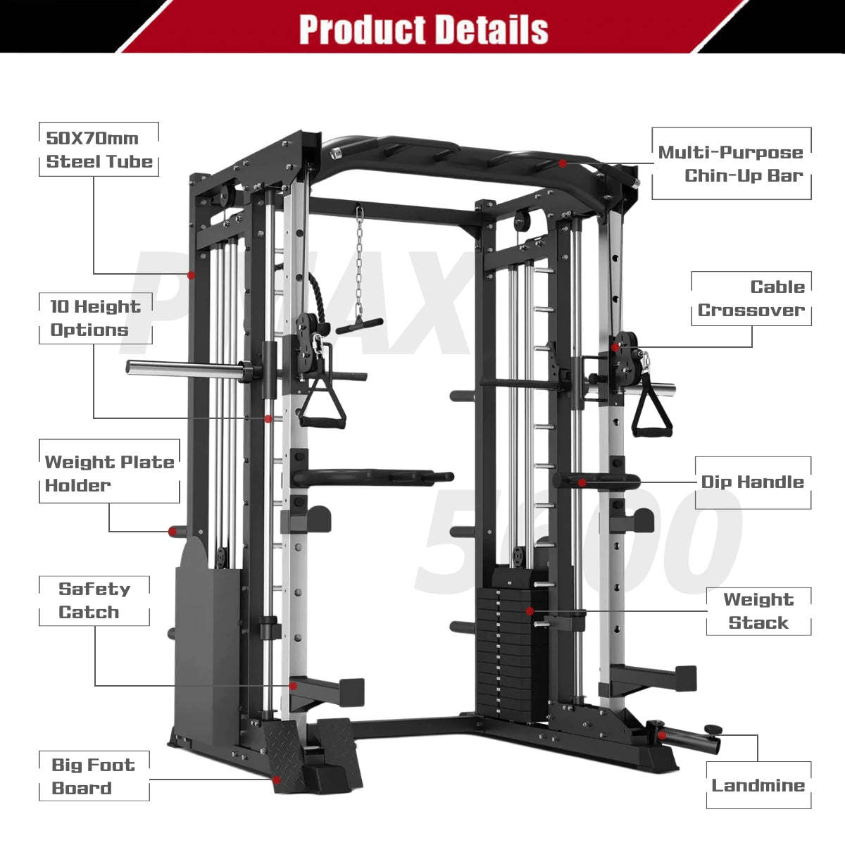 PMAX-5600 Smith Machine Trainer With Weight Stack | RitKeep