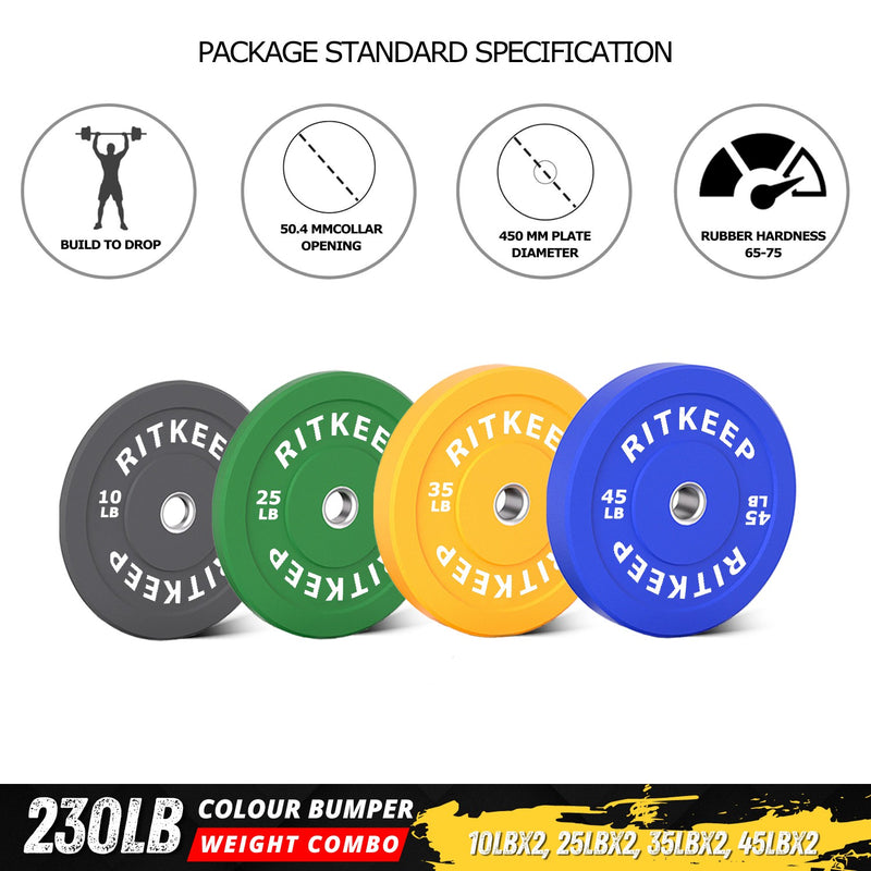 2" Colored Weight Plate Sets & Barbell Package | RitKeep