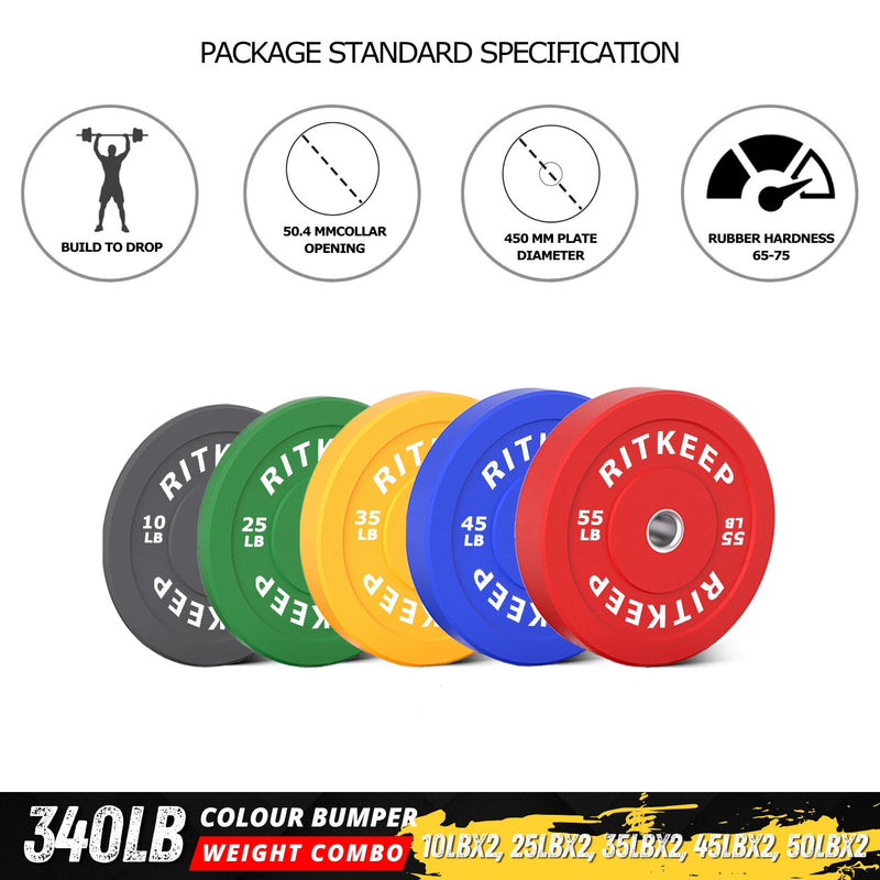 2" Colored Weight Plate Sets & Barbell Package | RitKeep