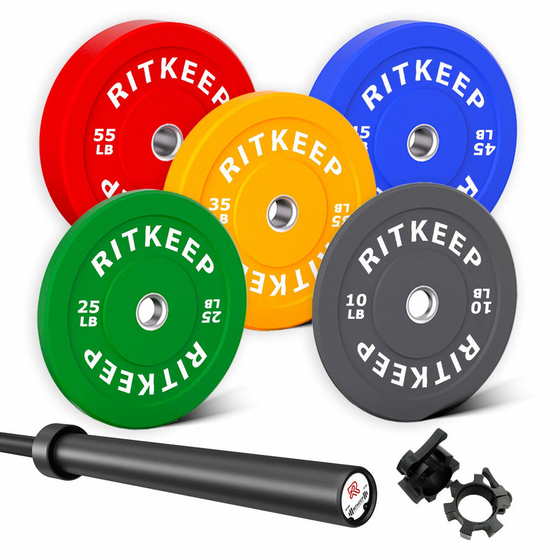 2" Colored Weight Plate Sets & Barbell Package | RitKeep