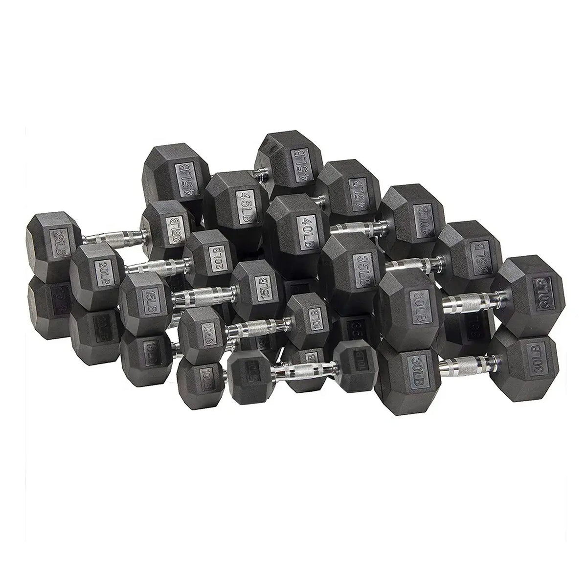 PVC Coated Hexagon Rubberized Dumbbells |10LB - 45LB | RitKeep ...